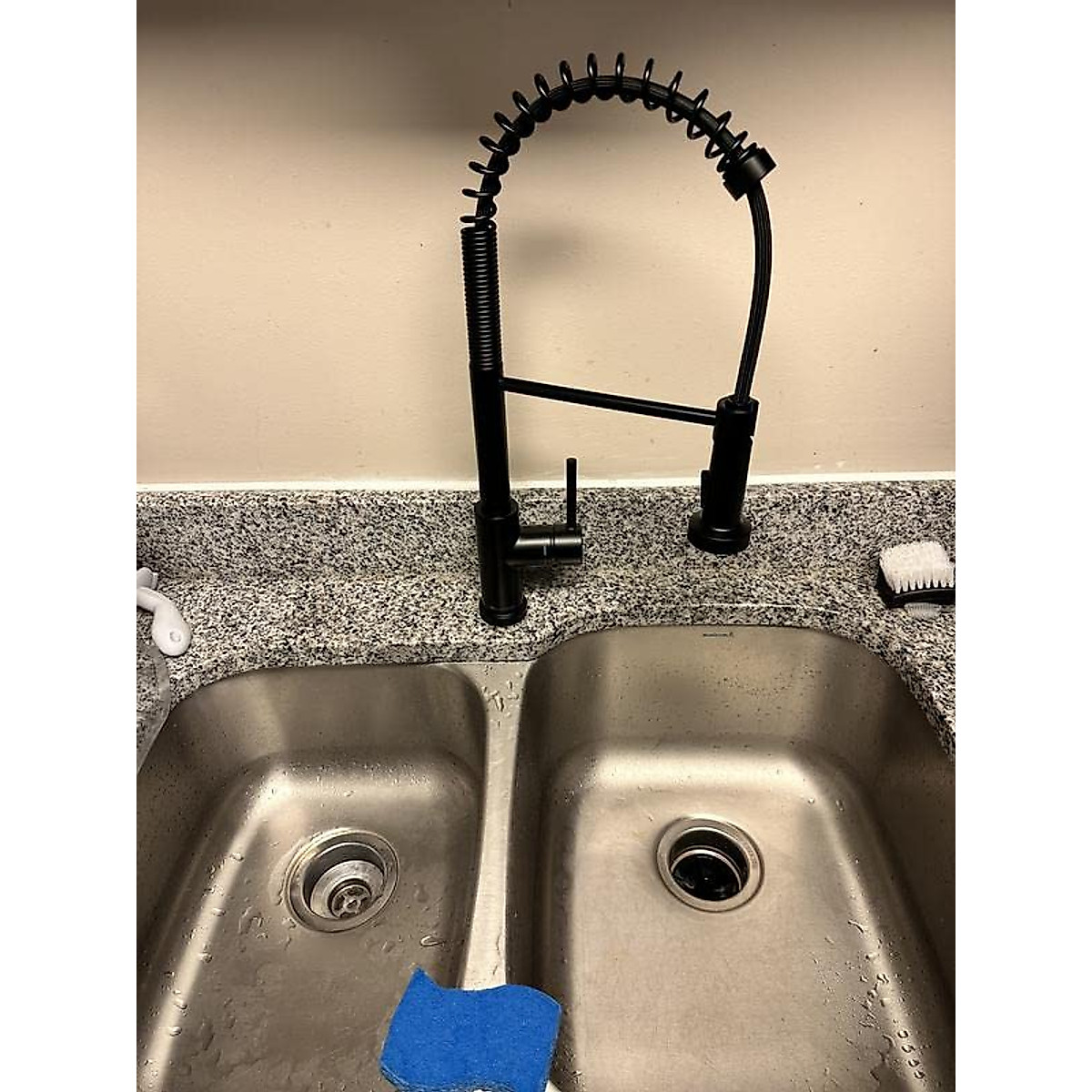 Glacier Bay Paulina Single-Handle Spring Neck Pull Down Sprayer Kitchen Faucet in Matte Black