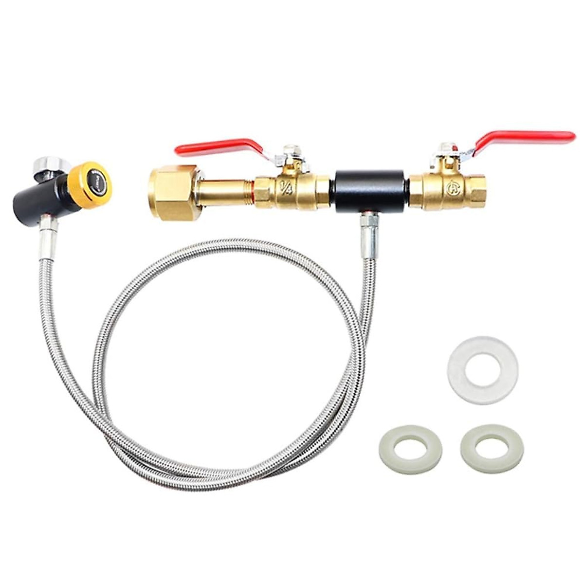 CGA320 CO2 Cylinder Refill Adapter Bottle Connector, CO2 Refill Station Connector Kit for Filling Soda-Maker Adapter with Hose for Filling Tank 36Inch With Gauge (CGA320)