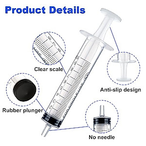 Amabro 5pcs Plastic Syringes - 1ml, 3ml, 5ml, 10ml, 20ml, No Needle Measuring Syringe Reusable Syringes for Scientific Lab Dispensing Liquid Measuring Watering Pet Feeding Oil or Glue Applicator