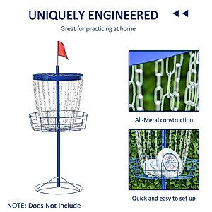 Soozier Portable Disc Golf Basket Target with 24-Chain, Travel Bag, Dark Blue