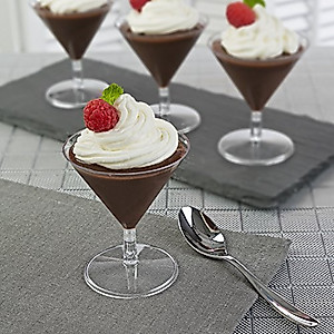 Party Essentials Miniware Hard Plastic Appetizer and Dessert Mini Glasses/Serving Tasting Cups, Clear, 2 oz. Martini Glasses, Pack of 12