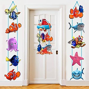 13 Pcs Underwater fishDoor Sign Banner Birthday Party Decoration, Underwater fish Hanging Porch Signs, Underwater fish Party Supplies for Outdoor Indoor Decorations Favors