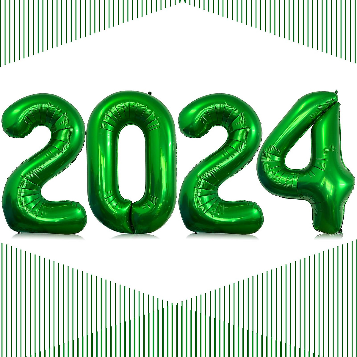 32 Inch 2024 Balloons Dark Green Number 2024 Balloons 2024 New Year Balloons For 2024 Christmas New Years Eve Festival Graduations Party Decorations Supplies