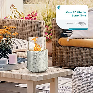 Home Zone Living Concrete Portable Tabletop Round 4.7" Mini Fire Pit Bowl, Wick Included, Indoor, Outdoor Use, Patio, Deck, Balcony Safe, Ethanol Alcohol, Smokeless, Long Burning, Fireplace, Soot Free