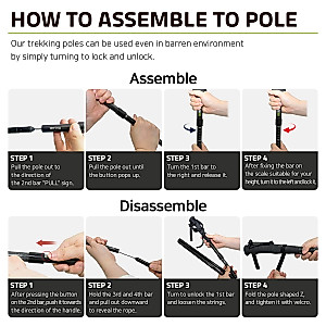 BOBVILLAGE Carbon Fiber Adjustable Trekking Poles, Premium Lightweight Foldable Shock-Absorbent Hiking Walking Sticks for Backpacking Camping & Trail Running 51IN[Black]