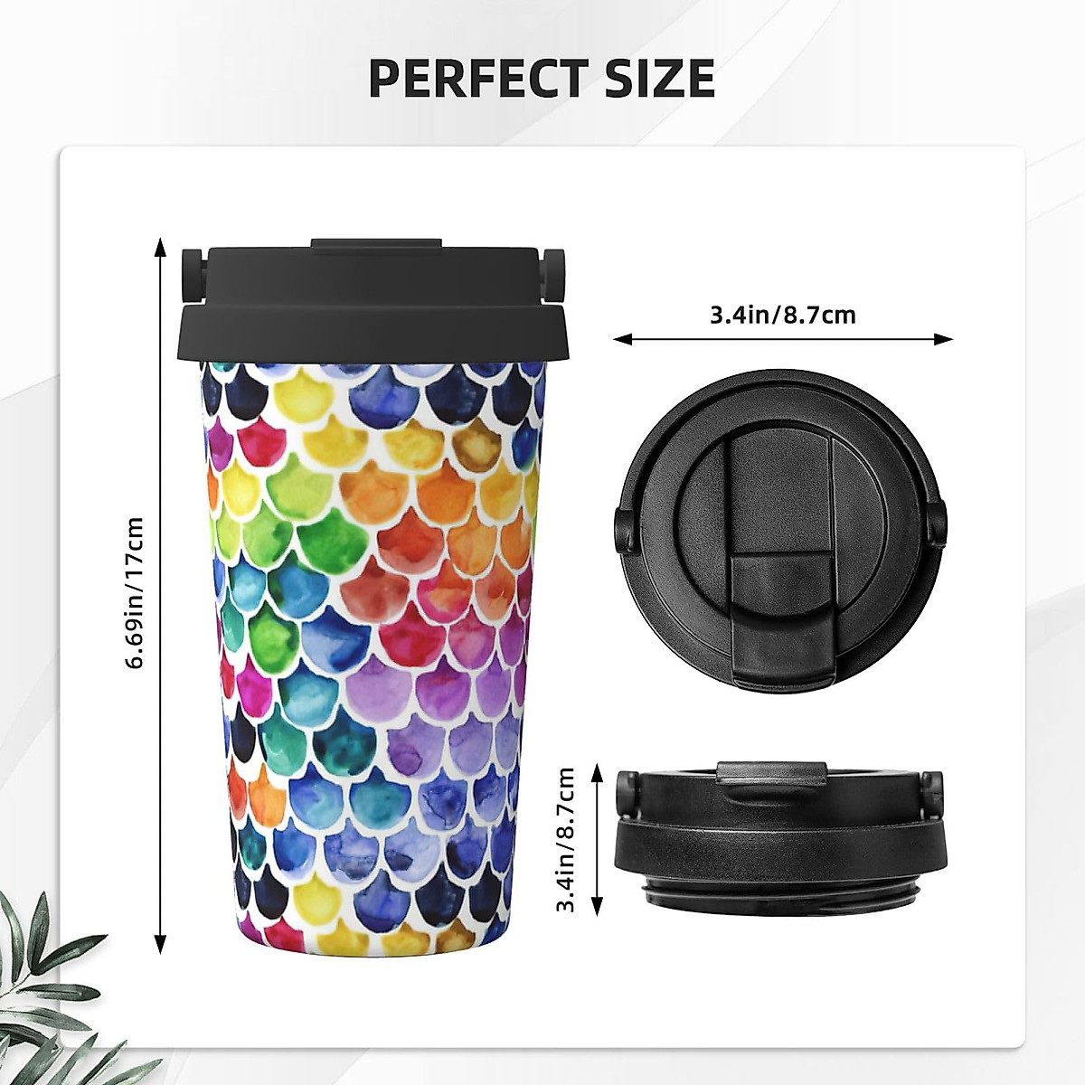 WANGXUEE Mermaid Fish Scale Print 500ml Stainless Steel Travel Tumbler Double Wall Vacuum Insulated Coffee Mug