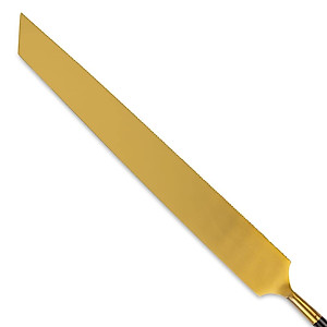 Koyal Wholesale Modern Wedding Cake Knife and Server Set, Minimalist Cake Cutting Set for Wedding, Anniversary, Birthday, Baby Shower, Cake Pie Pastry Servers (Gold/Black)