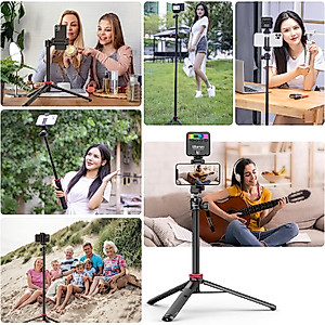ULANZI MT-44 Extendable Phone Tripod, 59" Selfie Stick Phone Vlog Tripod Stand with 2 in 1 Phone Clip, 360° Ball Head Camera Tripod for iPhone Sony Canon Action Camera, Lightweight for Travel