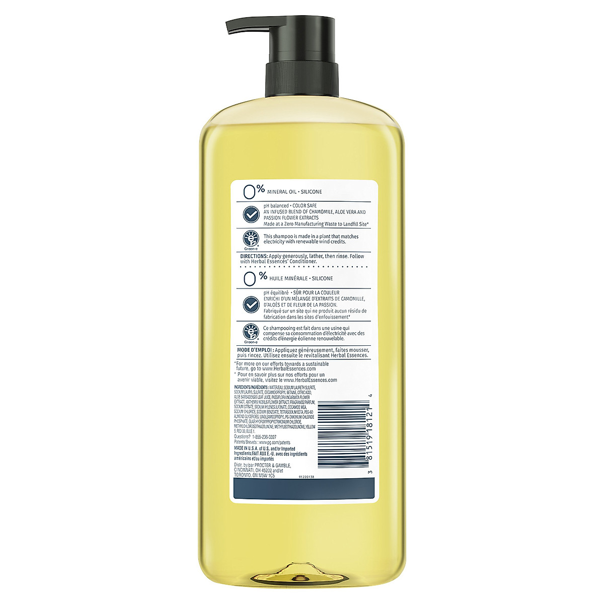 Herbal Essences Shine Collection Shampoo, 33.8 Fluid Ounce, Yellow, chamomile, botanical