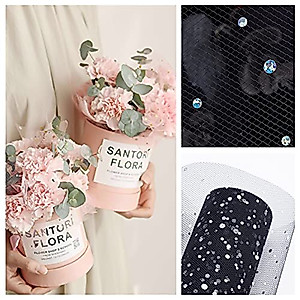 BENECREAT 2 Rolls Glitter Sequin Tulle Netting Fabric Tulle 6" by 25 Yard for Wedding Party Decoration, Tutu Skirts Sewing Crafting - Black