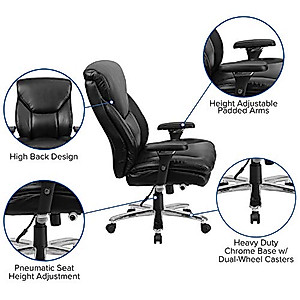 Flash Furniture HERCULES Series 24/7 Intensive Use Big & Tall 400 lb. Rated Black LeatherSoft Ergonomic Office Chair with Lumbar Knob