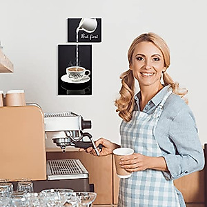 Coffee Bar Wall Decor for Kitchen - But First Coffee Sign - Kitchen Canvas Wall Art for Modern Home Dining Room Decorative (but first coffee)