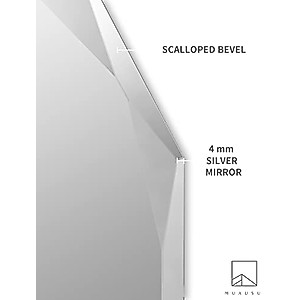 Frameless Scalloped Wall Mirror for Bathroom - Rectangle 20'' X 28'' X 1" Beveled Edge Frameless Rectangle Bathroom Mirror for Wall