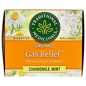 Traditional Medicinals Organic Gas Relief Chamomile Mint Herbal Tea, Relieves Gas & Bloating, (Pack of 1) - 16 Tea Bags