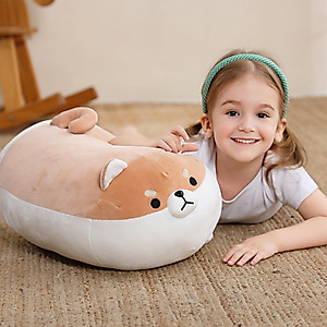 OurHonor 19.7" Shiba Inu Plush, Soft Corgi Plushies Adorable Throw Pillow, Cute Puppy Anime Dog Stuffed Animals Gifts for Girls Boys Kids (Brown)