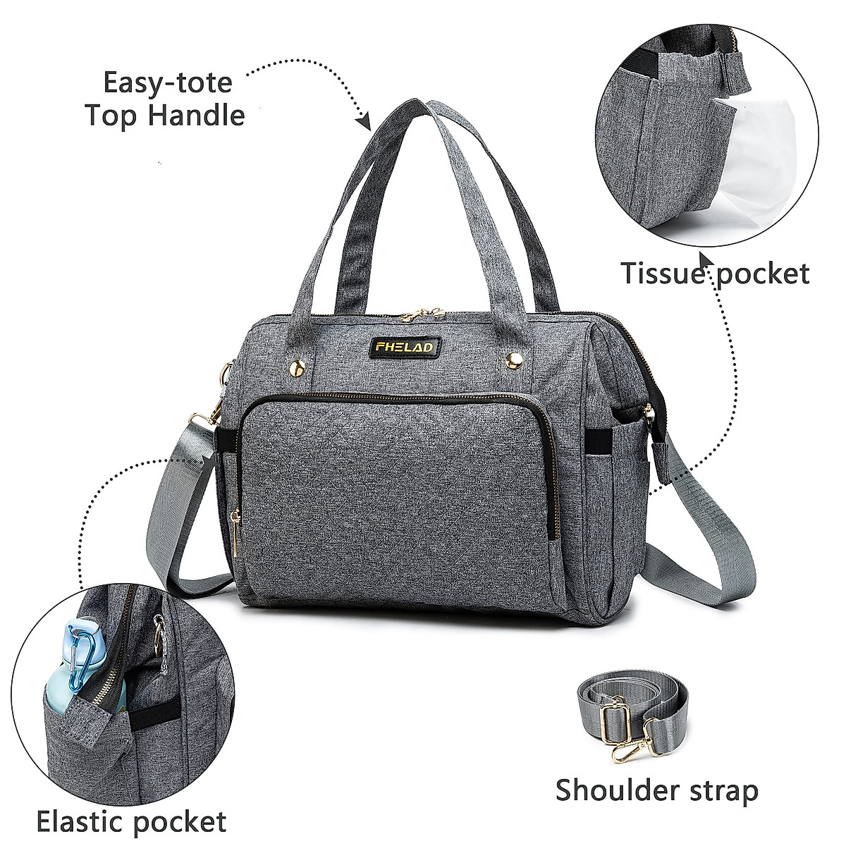 FHELAD Diaper Bag Tote, Hospital Bag Essentials for Mom, Maternity Baby Bags with Large Capacity