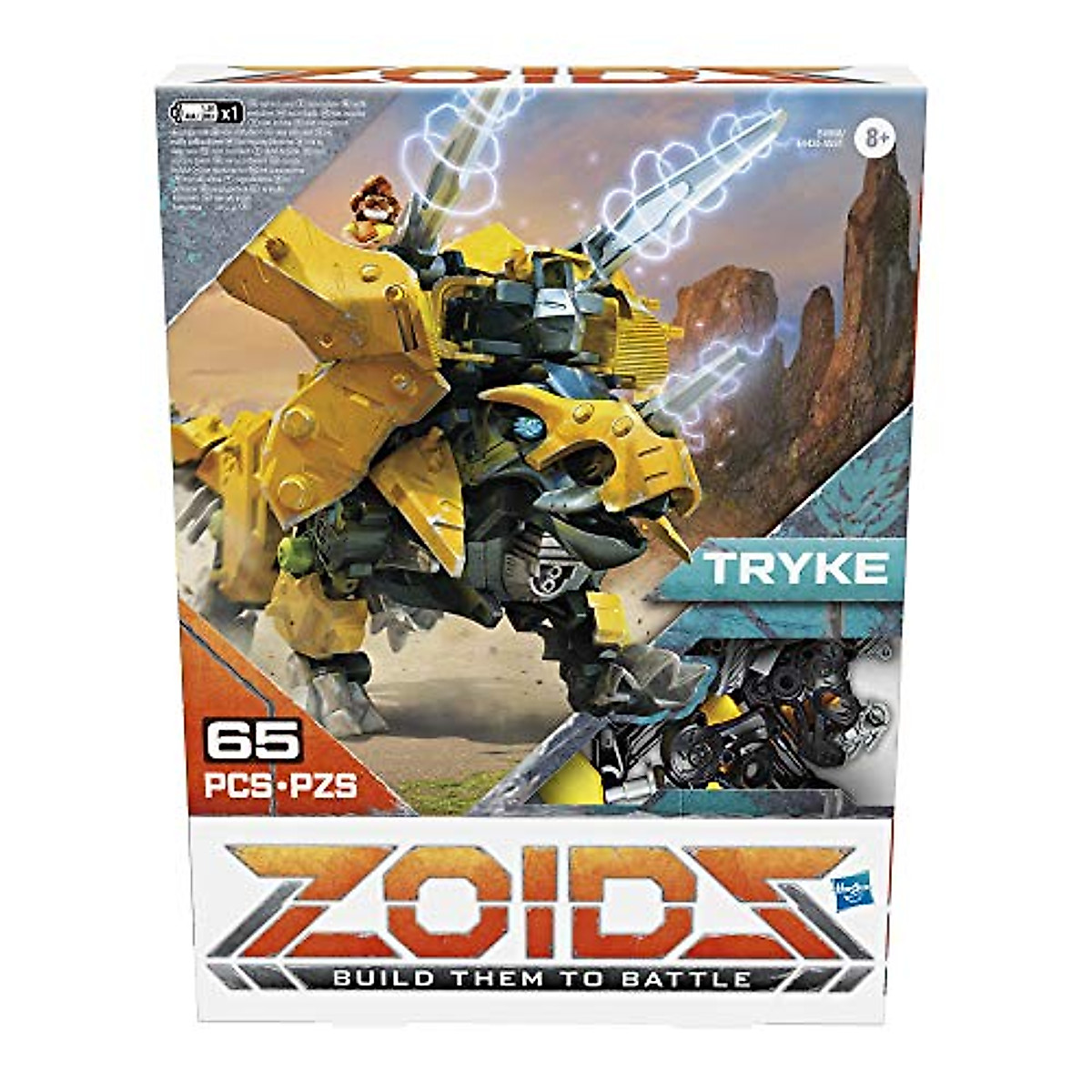 ZOIDS Hasbro Giga Battlers Tryke - Triceratops-Type Buildable Beast Figure with Motorized Motion - Toys for Kids Ages 8 and Up, 63 Pieces (E4958)