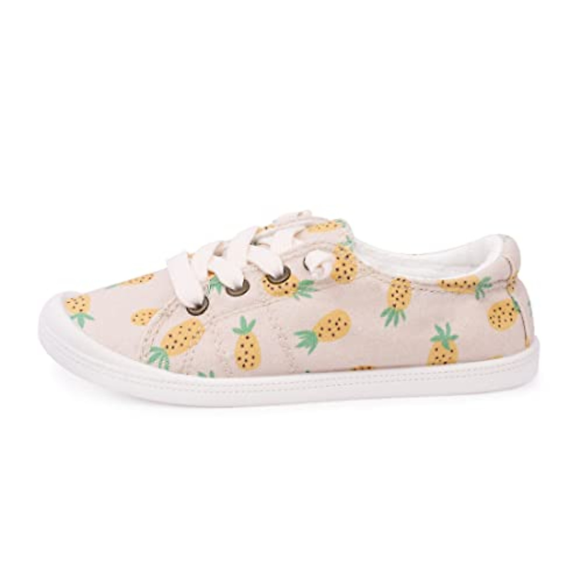 Boy and Girl Slip on Canvas Sneaker, Kids Low Top Casual Fashion Shoes, Comfy Lace up Walking Shoes (12, Pineapple, 12)