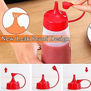 Leonyo 10PCS Condiment Squeeze Bottle Kit - Plastic Squirt Bottles for Sauce, Ketchup, Salad, Mustard, Pancake, Olive Oil, Paint, Workshop - 12 oz / 400ml, 6 Pack, 2 Funnel, 1 Label, 1 Chalk Mark