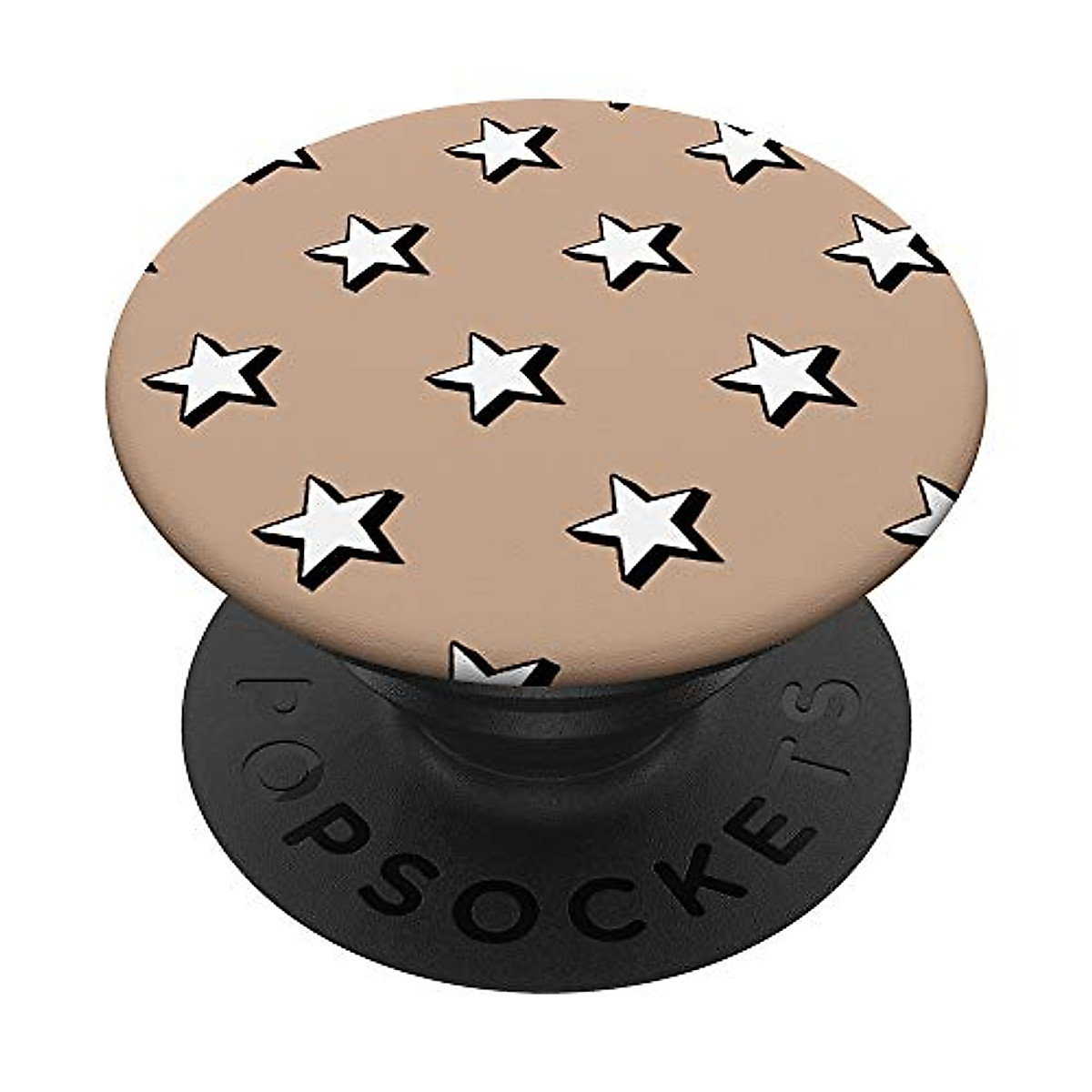 Minimal Neutral Aesthetic Star Print Tan PopSockets PopGrip: Swappable Grip for Phones & Tablets