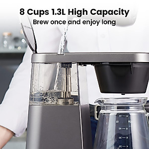 KOOFFEE Coffee Maker, One-button Brew, Essense-G 8 Cups 1.3L Coffee Machine, 1500 Watt, Optional Pre-infusion Bloom Mode, Drip Coffee Maker with Borosilicate Glass Carafe