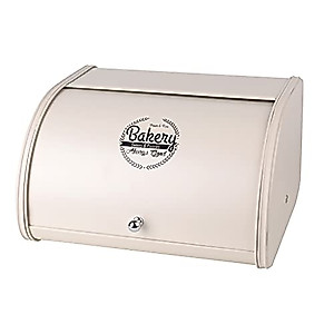 SOUJOY Metal Bread Box, Vintage Bread Container for Kitchen Countertop, Roll Top Bread Storage Holder, 1950s Farmhouse Rustic Bread Dispenser Basket for Dry Food Save