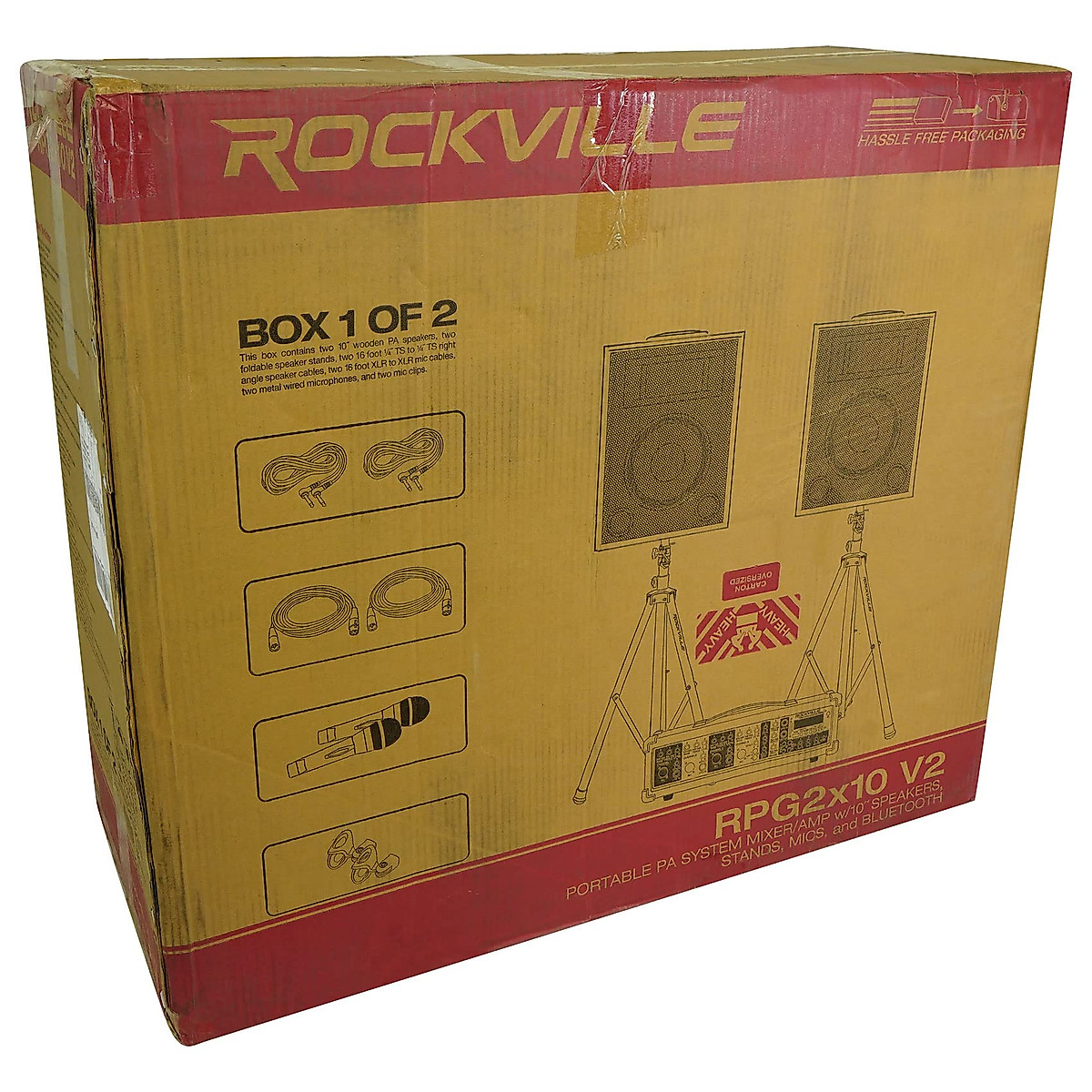 Rockville RPG2X10 Powered Bluetooth Mixer+(2) 10" Speakers+Stands+Wireless Mics