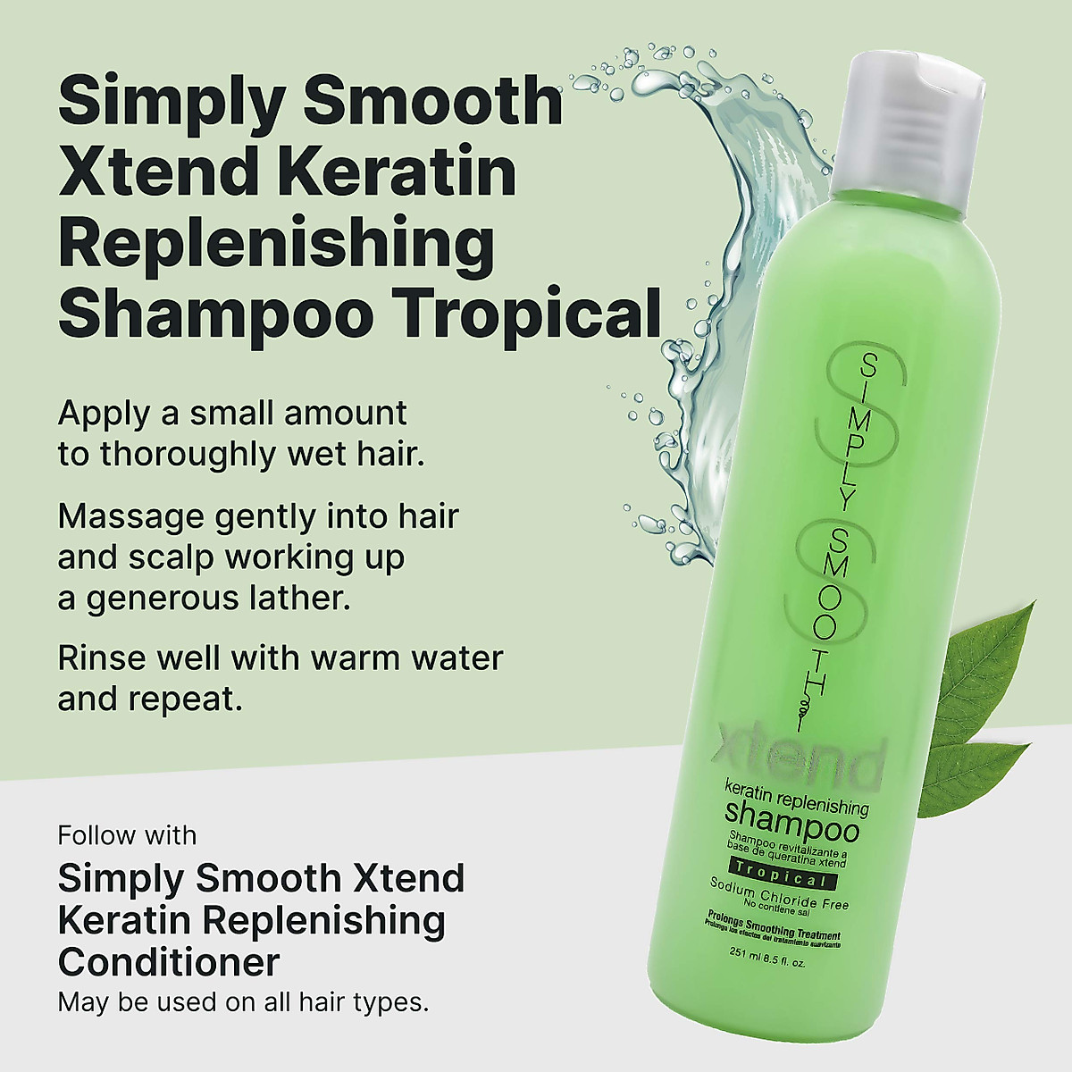 SIMPLY SMOOTH Keratin Replenishing Tropical Conditioner Keratin & Collagen Infused Daily Moisturizer For All Hair Types Restore Depleted Keratin To Provide Strength & Enhance Shine 8.5 Oz