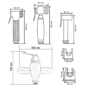 XFNVXC Shower Head Wall Mounted Bathroom Toilet Bidet Mixer Spray Kit Golden Single Handle Sprayer Toilet Bidet Shower Head Bathroom Shower Bidet Taps Spray Toilet Cleaning Faucet B (A)