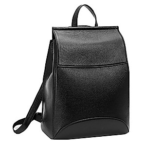 HESHE Genuine Leather Backpack Designer Purses for Women Casual Daypack and Anti Theft Ladies Shoulder Bags (Black-R)