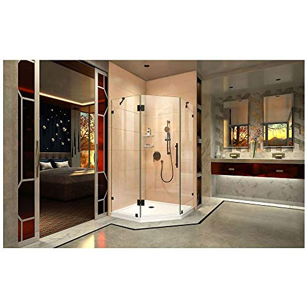 DreamLine Prism Lux 36 5/16 in. D x 36 5/16 in. W, Frameless Hinged Shower Enclosure, 3/8" Glass, Chrome Finish