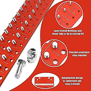 Retisee 28 Size 4'' x 20'' Bolt and Nut Identifier Gauge Nut Bolt Size and Thread Identifier Thread Pitch Gauge Standard Inch and Centimeter Ruler (Red,Classic)
