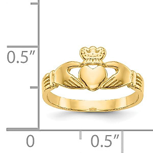 14K Yellow Gold Irish Heart Love Claddagh Ring Size 3