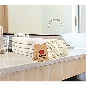 Turkish Hand Towel Set of 4 Diamond Peshtemal Towel 100% Cotton 38x18" Light Weight Thin Quick Dry Hand Hair Gym Face Bath Tea Kitchen Dishcloth Set Decorative Towels for Bathroom (Cream)