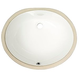 MSI 17 inch x 14 inch Oval Porcelain Ceramic Undermount Bathroom Vanity Vessel Sink, White