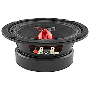 DS18 PRO-GM6.4B Loudspeaker - 6.5", Midrange, Red Aluminum Bullet, 480W Max, 4 Ohms,1.5" Kapton VC Premium Quality Audio Door Speakers for Car or Truck Stereo Sound System (1 Speaker)