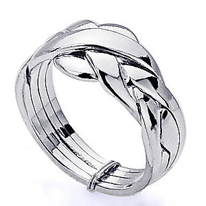 DoubleAccent Sterling Silver 4 pcs Band Puzzle Ring 11mm (Size 5 to 15) Size 6