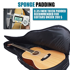 GLEAM Acoustic Guitar Gig Bag - 0.35 Inch Sponge Padding Fit 39-41 Inch Guitar Waterproof Black