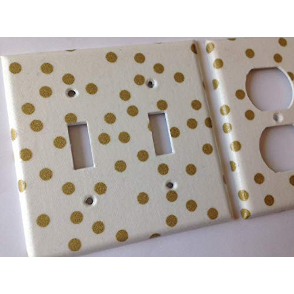 Gold White Polka Dots Light Switch Cover Various Sizes Offered