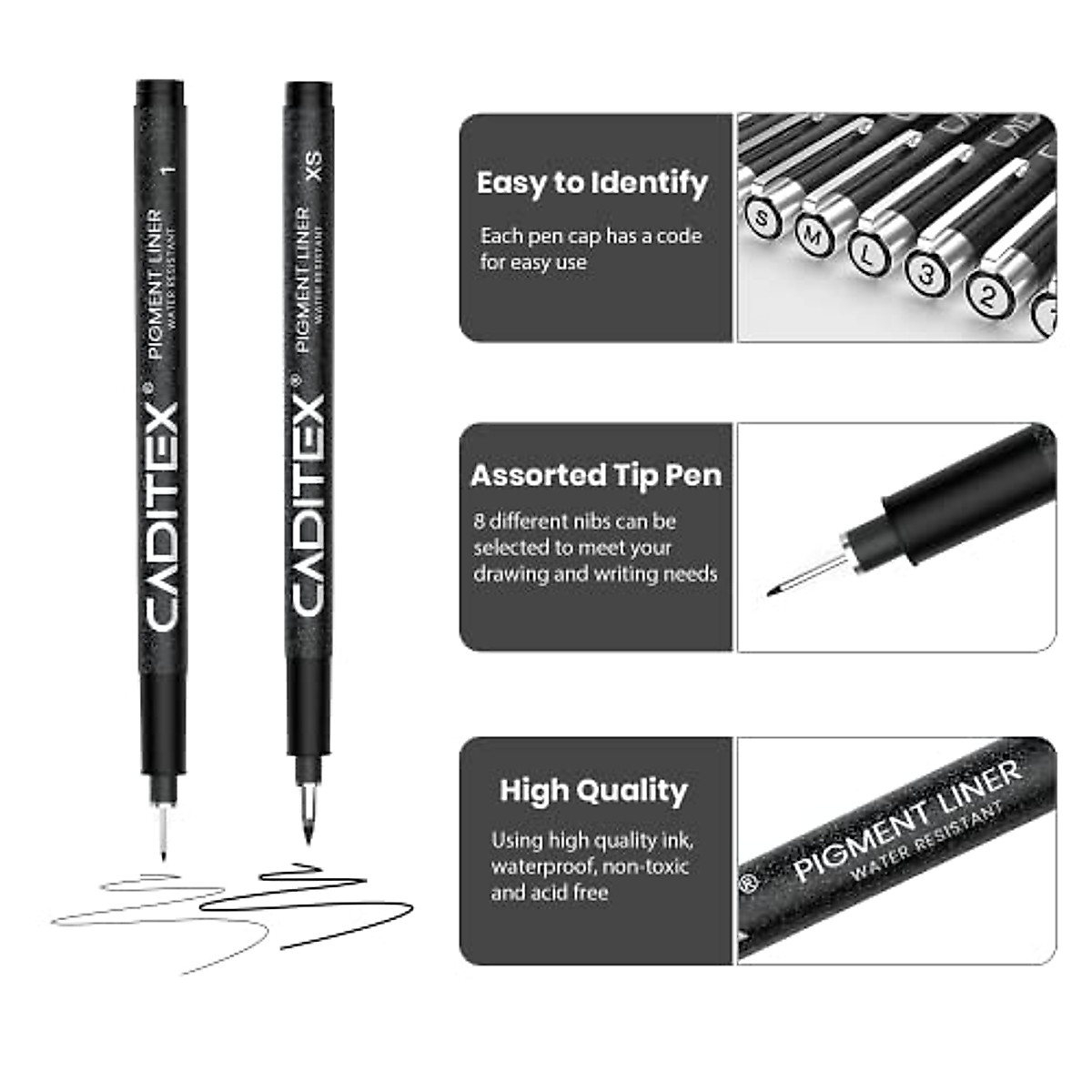Calligraphy Pens, CADITEX 8 Size Calligraphy Pens Set for Beginners Drawing, Writing