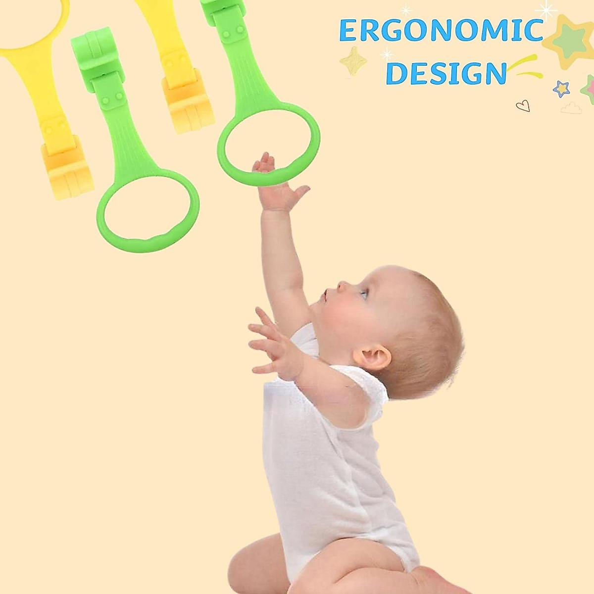 4 Pack Baby Toddler Crib Pull Ring Baby Bed Stand Up Rings Kids Walking Training Tool