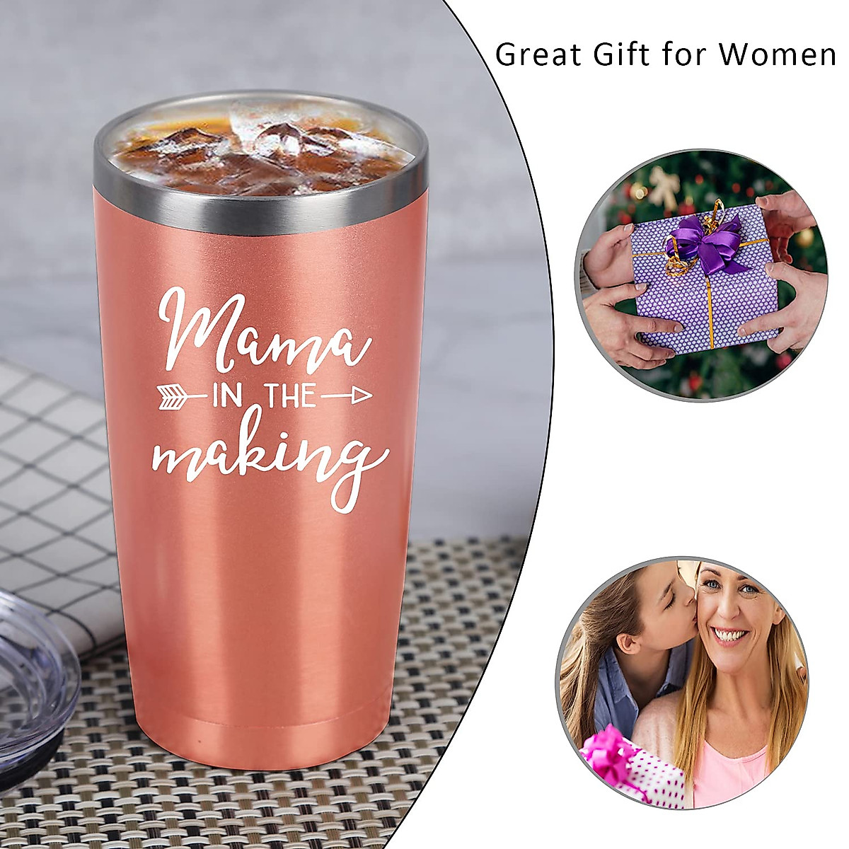 Cosictic Mama In The Making New Mom Travel Tumbler, Funny Pregnant Mom Baby Shower Gifts, Funny Mother's Day Gifts For Pregnant Mom Mom To Be Her, Insulated Stainless Steel Travel Tumbler