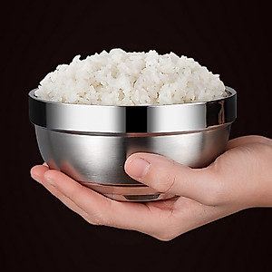 LIANGCHUANG Heat Insulated Stainless Steel Bowls, SUS 304, Double Walled Multipurpose, 30 oz, Perfect Snack Bowls for Serving Ice Cream or Hot Soup, Cereal, Rice, Noodles, Salad. (1 Pack)