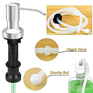 Kitchen Sink Soap Dispenser Brushed Nickel Countertop Soap Dispenser Pump with 47" Extension Tube Kit and 17 Oz Bottle Built in Bathroom Sink Soap Dispenser Dish Soap Pump