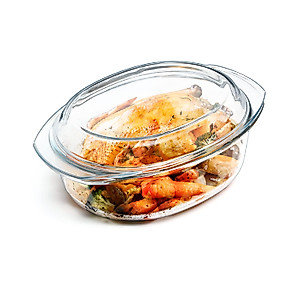 Oval Glass Casserole Dish With Lid Glass Casserole Dishes With Lids Glass Microwave Casserole dish with Lid Covered Glass Bakeware Oven Safe, Glass Casserole With Lid 3.5 Litres
