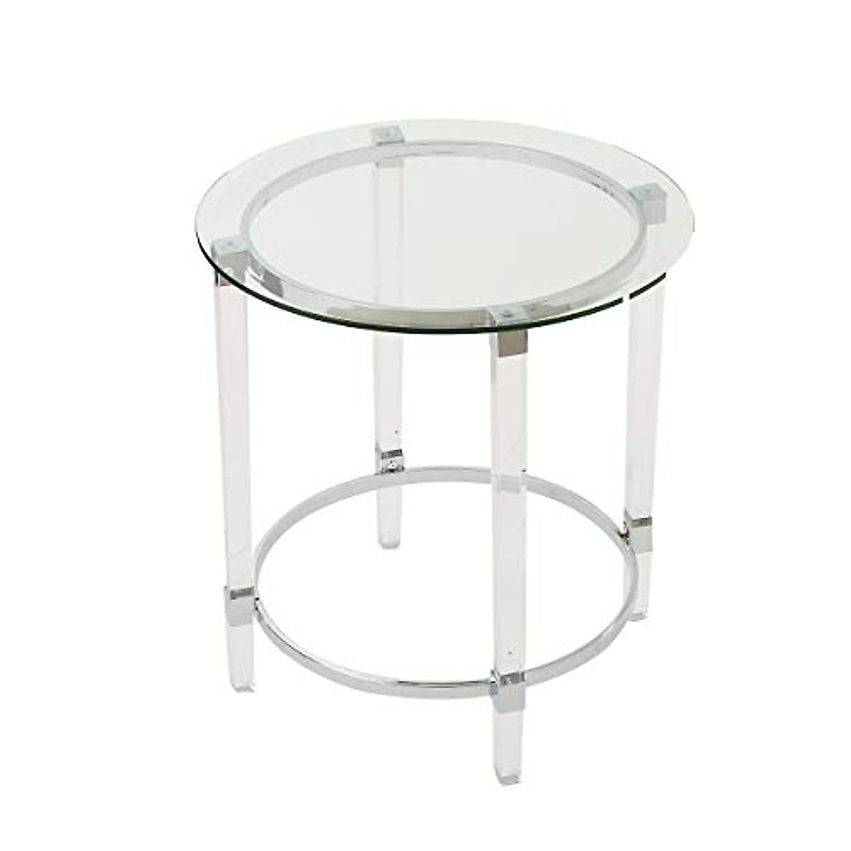 Christopher Knight Home Orianna Acrylic and Tempered Glass Circular Side Table, Clear, 24 in x 24 in x 24 in
