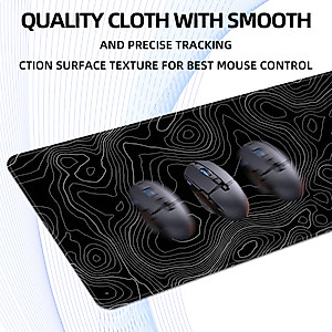BZU Topographic Contour Extended Big Mouse Pad Large,XL Gaming Mouse Pad Desk Pad,31.5x11.8inch Long Computer Keyboard Mouse Mat Mousepad with 3mm Non-Slip Base and Stitched Edge for Home Office Work