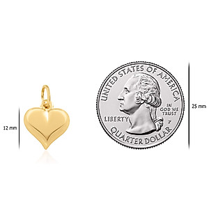 JULIETTE COLLECTION 14KT Yellow Gold Mini Polished Puffed Heart Fashion Pendant/Charm for Women, 12mm x 7mm – Exquisite and Stylish