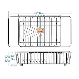 SANNO Dish Drying Rack, Expandable Dish Drainer Over Sink Kitchen Sink Grate Sink Protector for Kitchen Organization Stainless Steel