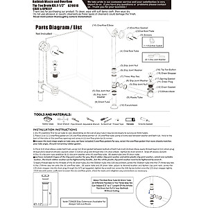 Artiwell 1-1/2" Brass Tubular Bath Drain Kit with Tip-Toe Bath Drain Stopper, Touch-Toe Tub Drain, Tip Toe Bathtub Drain Waste and Overflow with Plug and Bathtub Overflow Drain Cover, Matte Black